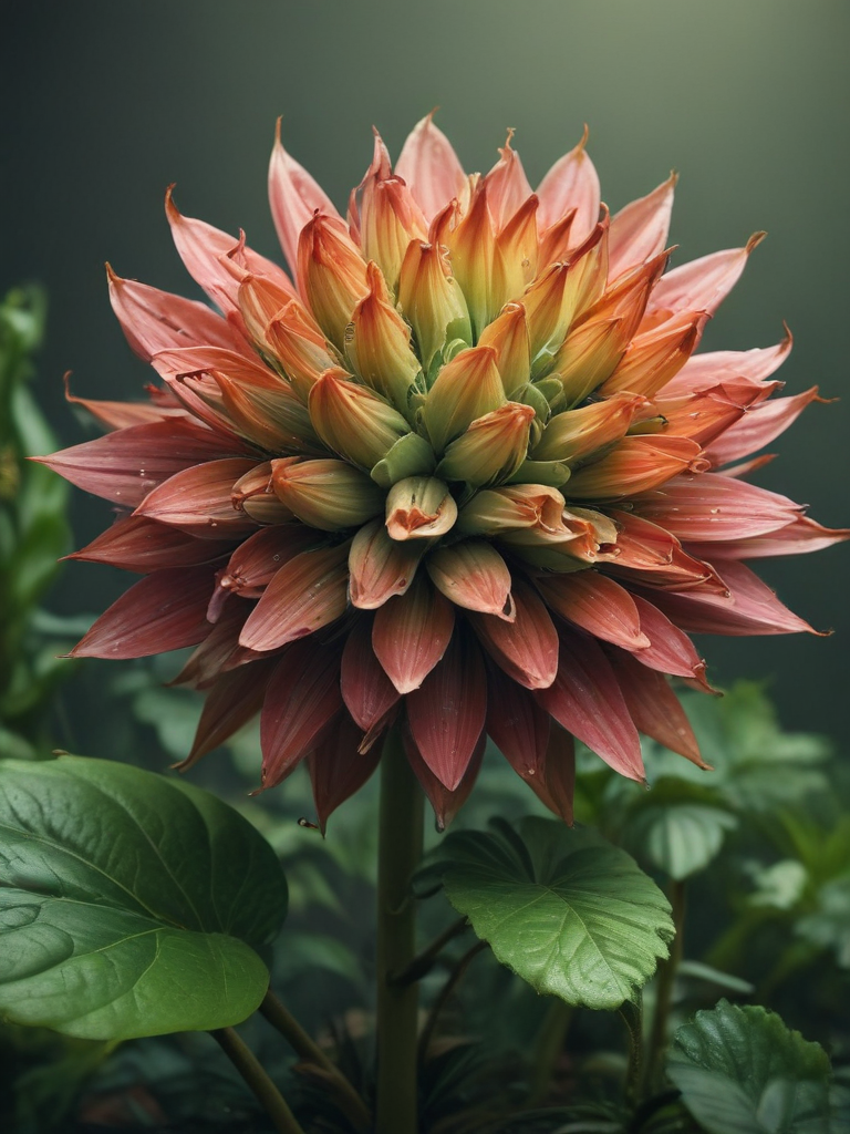 Stunning Close-Up of a Vibrant Flower in Full Bloom with Lush Green Leaves