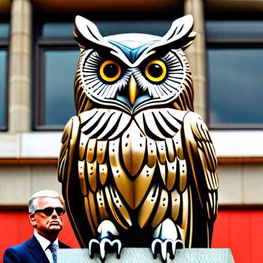 american politicians worshipping enormous owl statue