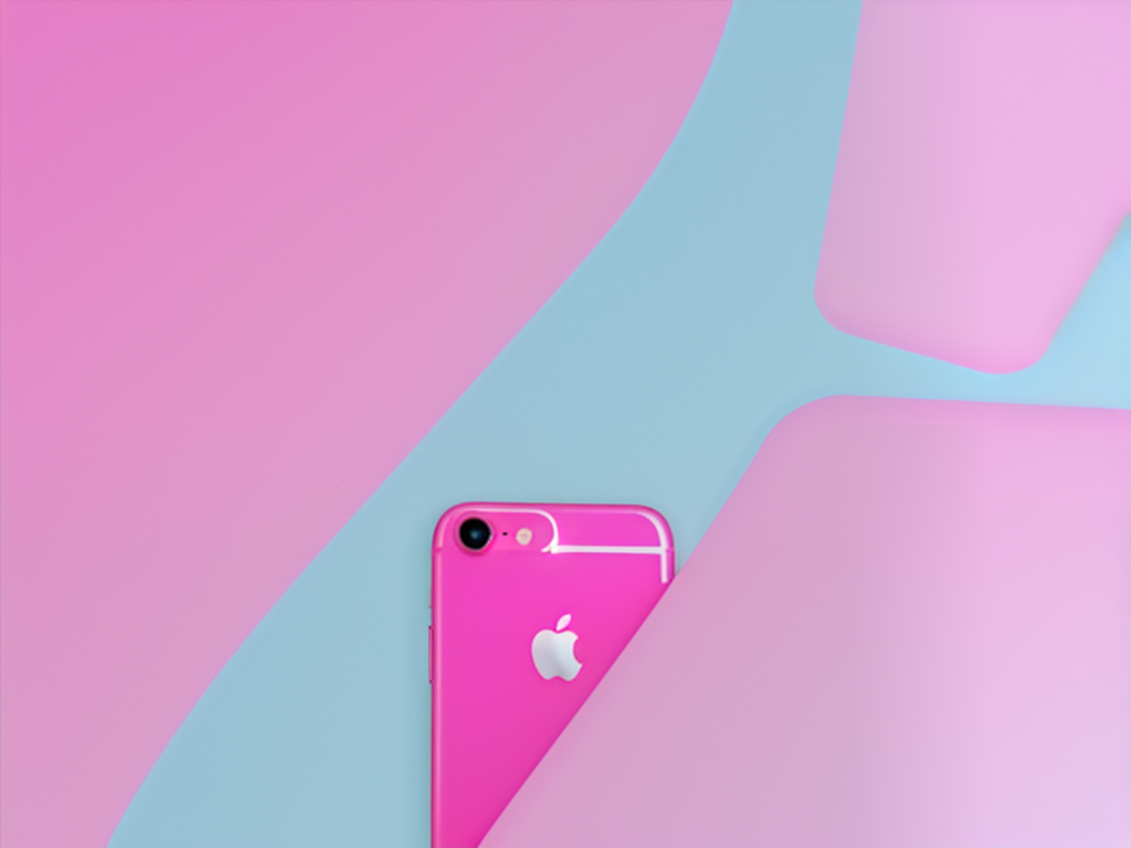 Vibrant Pink and Blue Background Featuring a Sleek Pink iPhone Design