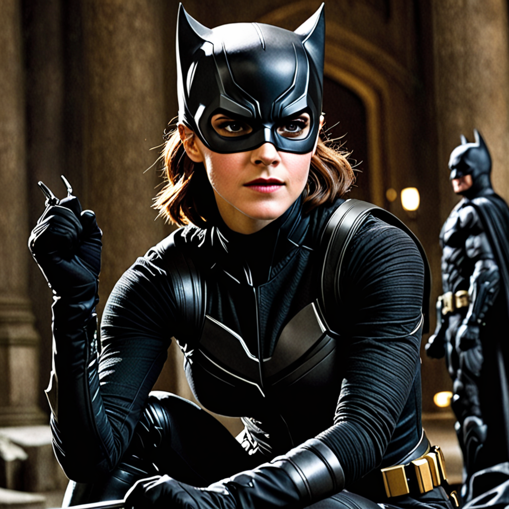 Emma Watson as Catwoman fighting Batman