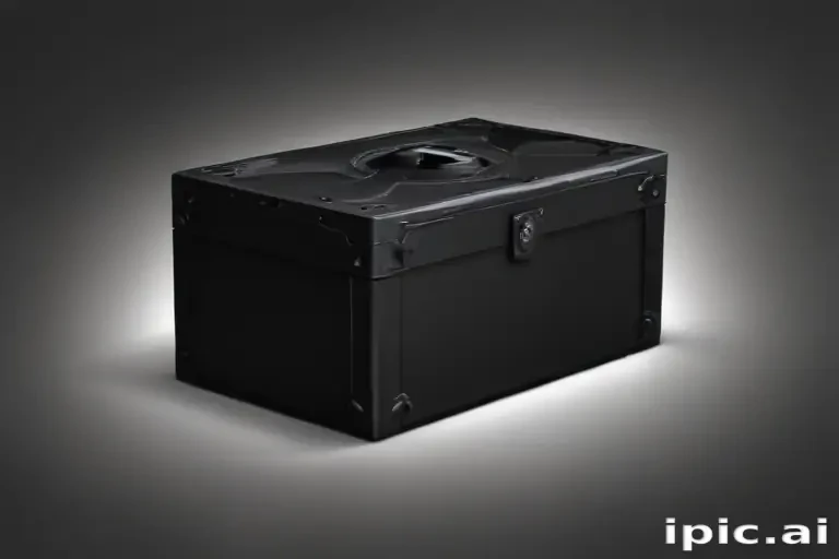 An Intricately Designed Black Treasure Chest with Mysterious Metal Details