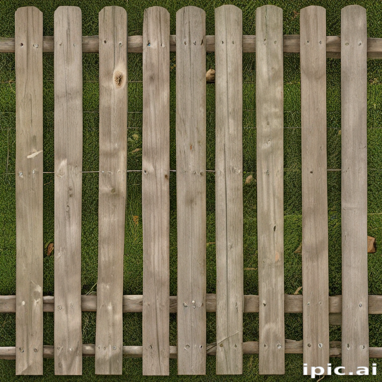 Overhead View of a Wooden Fence Panels on Green Grass Background
