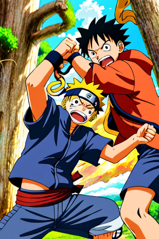 naruto and monkey d luffy fighting