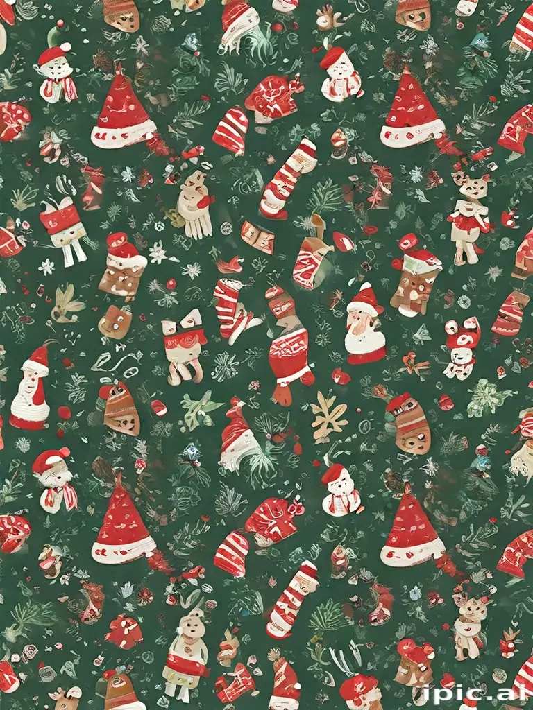 Festive Holiday Pattern Featuring Santa, Animals, and Christmas ...