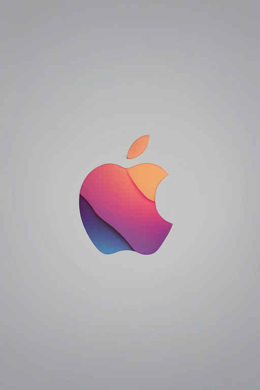 Stylized Apple Logo with Gradient Colors Against a Soft Gray Background