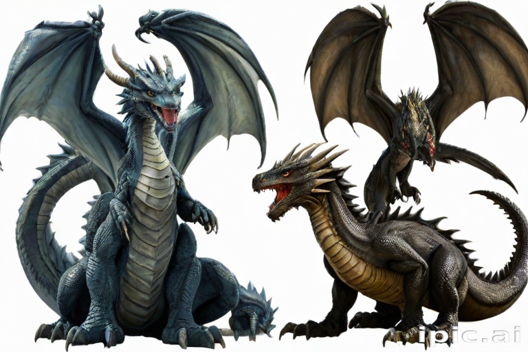 Epic Battle of Majestic Dragons: Fierce Creatures of Fantasy and Legend