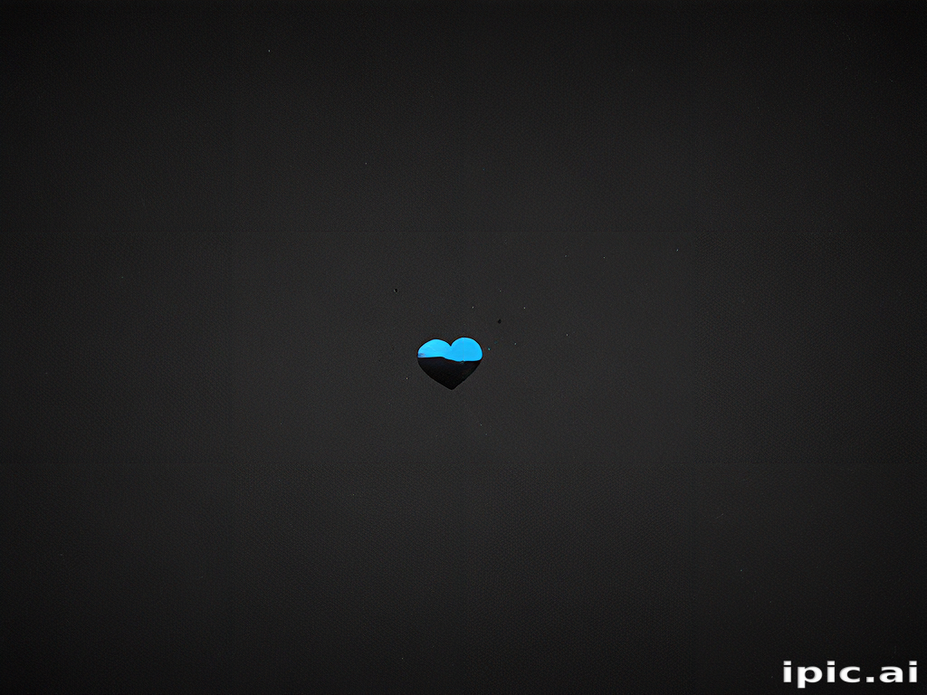 Minimalist Heart Design on a Dark Background with Vibrant Blue Accent