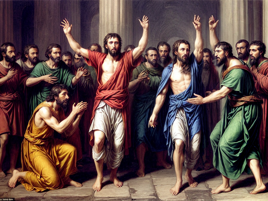 the Apostle Paul and Silas in a crowded roman jail singing and ...