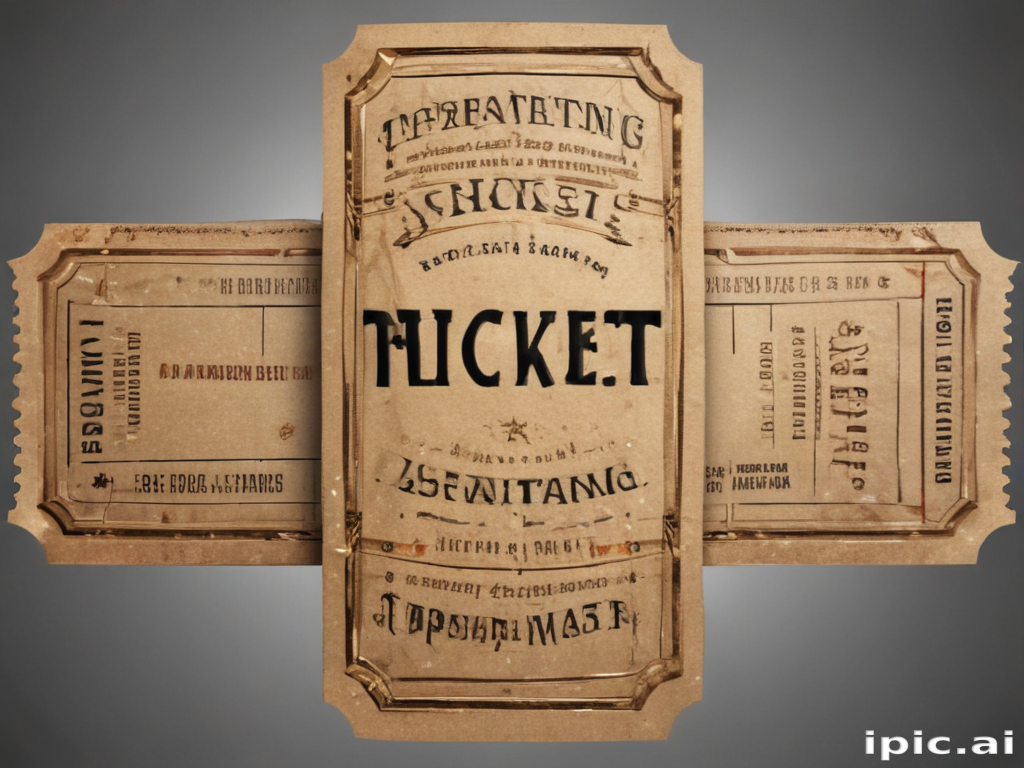 Vintage Ticket Design Featuring Intricate Typography and Ornate Borders