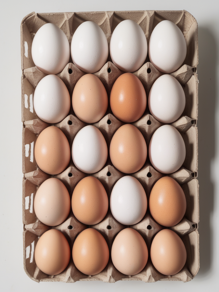 Variety of Fresh Eggs Displayed in Cartons at Grocery Store