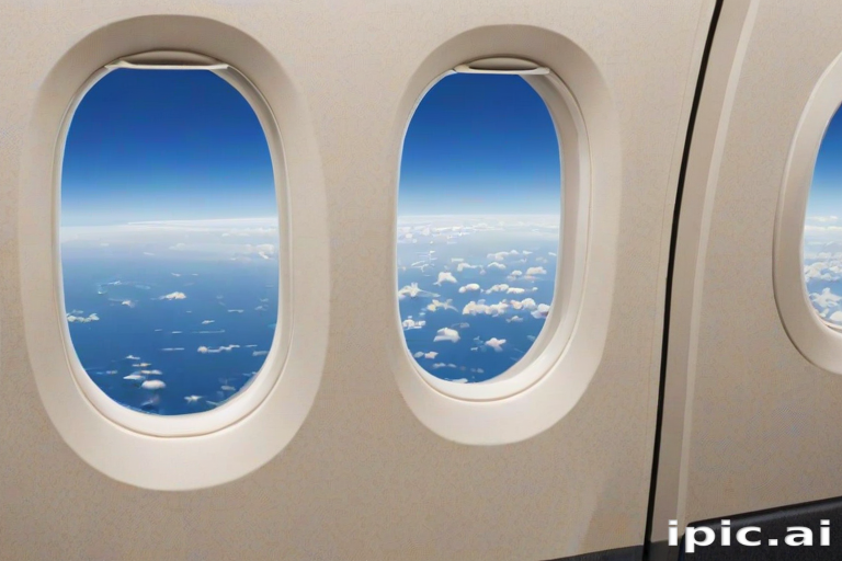 Beautiful View from an Airplane Window Overlooking Clouds and Ocean