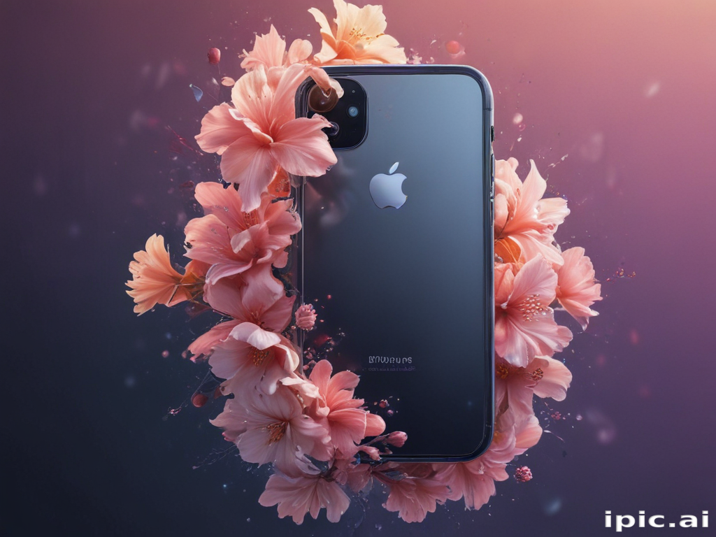 Elegant Smartphone Surrounded by Beautiful Blossoming Flowers in Soft ...