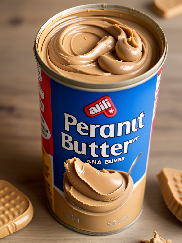 Delicious and Creamy Peanut Butter Can with a Spreading Knife