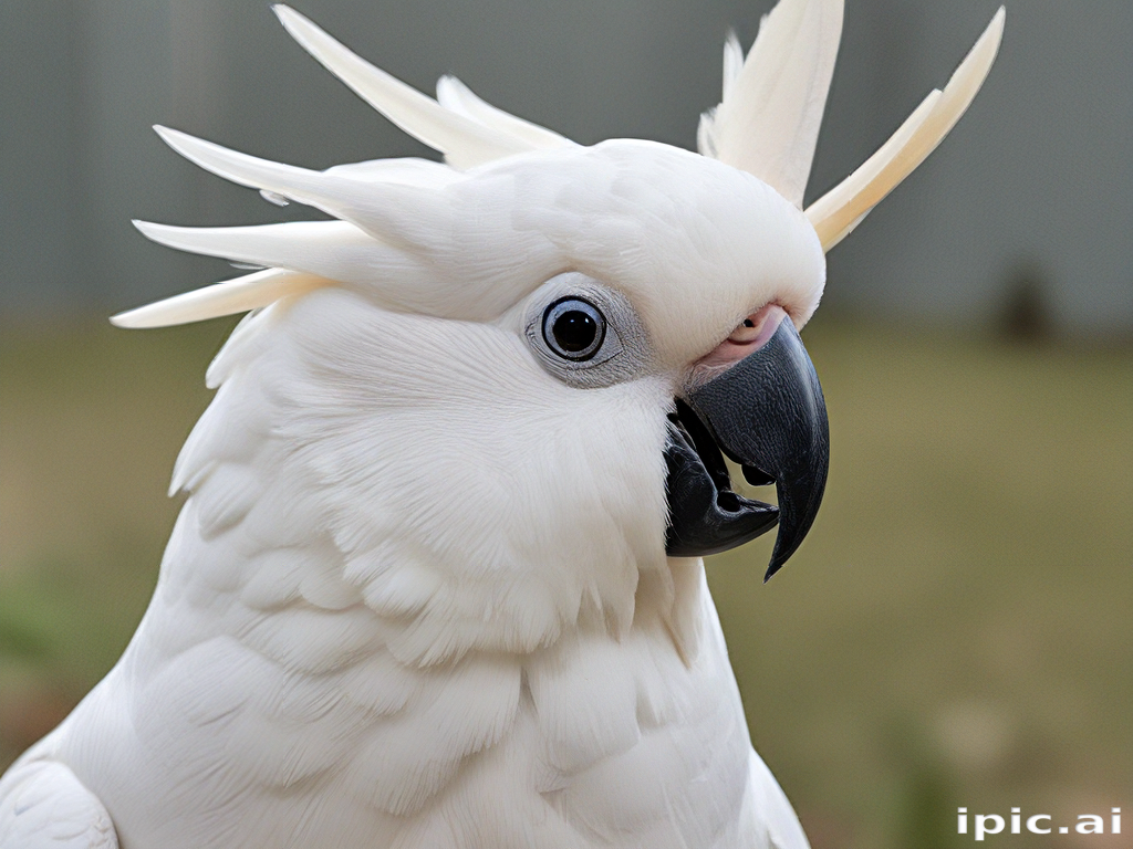 A Majestic White Cockatoo Showcasing Its Stunning Feathered Crest and ...