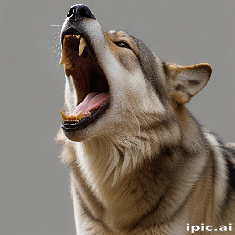 Majestic Wolf Howling Loudly Against a Plain Background in Nature