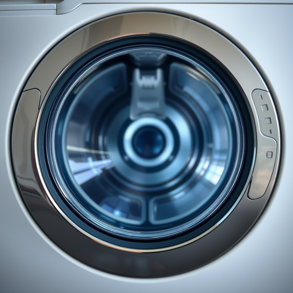 Close-Up View of a Modern Washing Machine Door and Control Panel