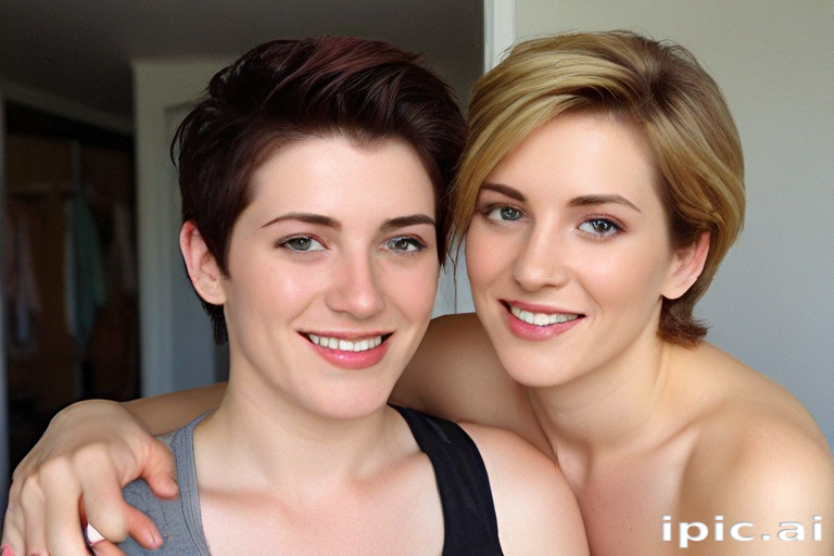 Two Close Friends Smiling Together in a Bright, Cozy Room