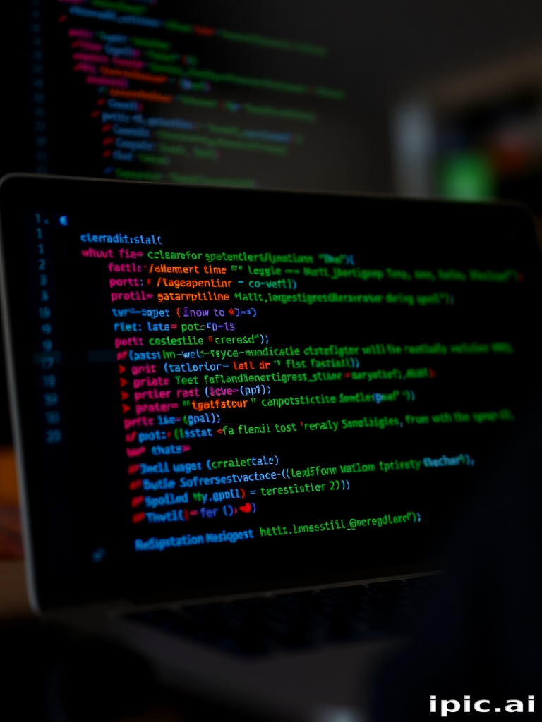 Close-Up of a Laptop Screen Displaying Colorful Programming Code and Syntax