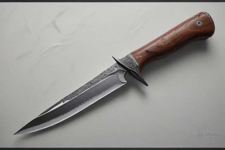 Intricately Designed Knife with a Beautiful Wood Handle on Display