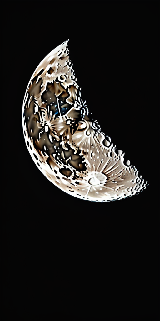 Intricate Patterns and Textures of a Beautifully Illuminated Crescent Moon