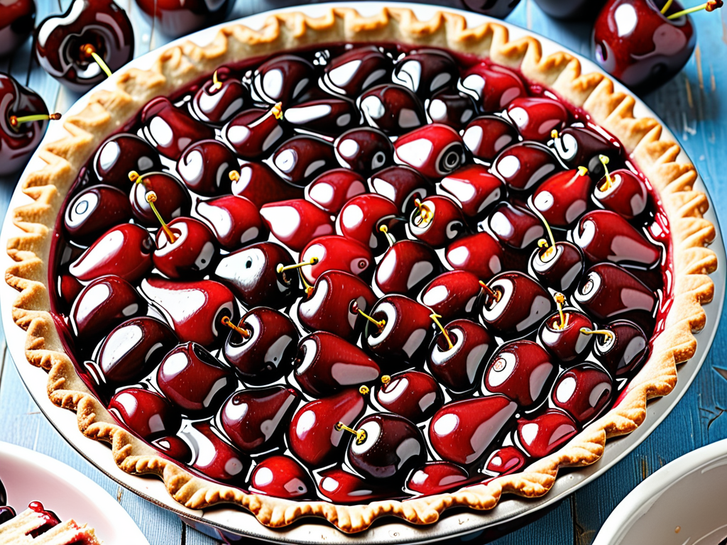 Delicious Cherry Pie With Fresh Cherries Glazed in Sweet Syrup