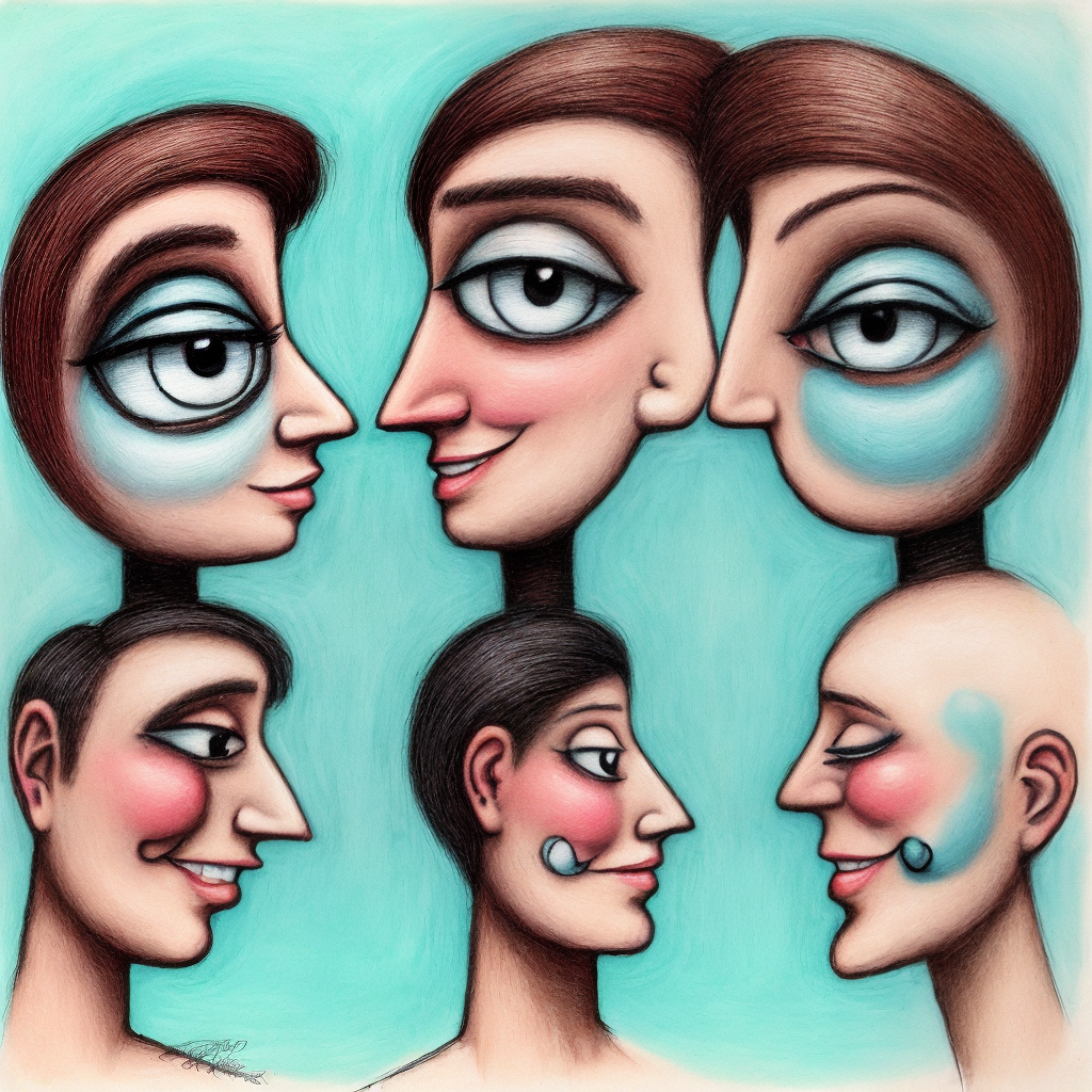 one face with two noses and three eyes