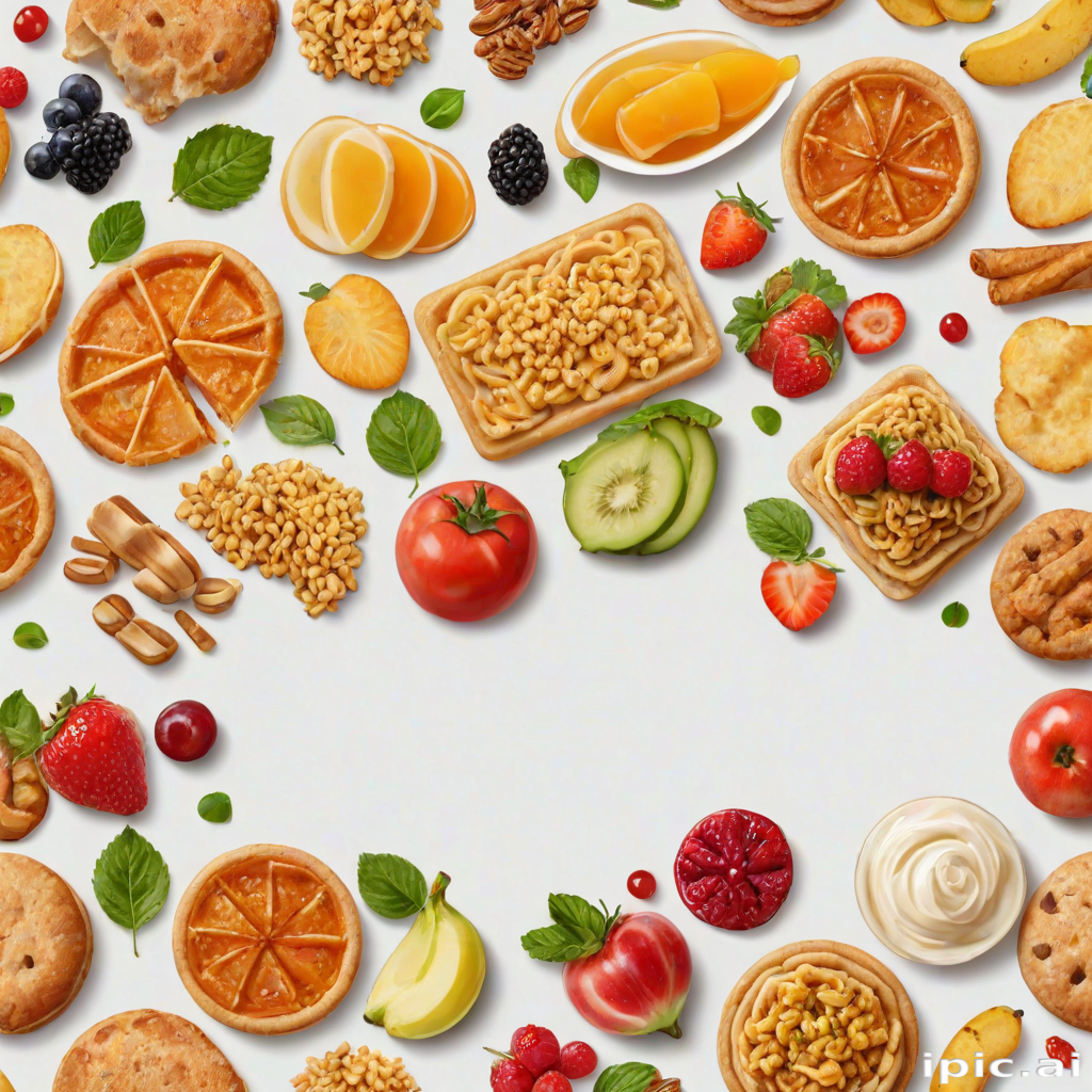 A Colorful Array of Delicious Snacks and Fresh Fruits on a White ...