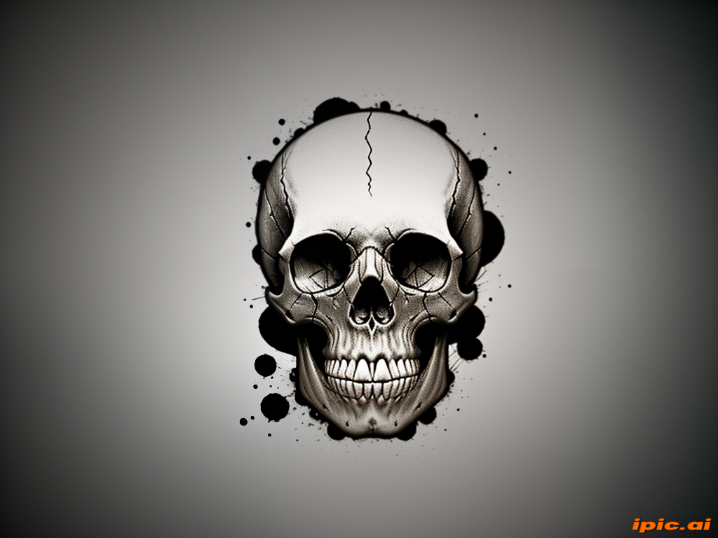 Artistic Representation of a Skull with Abstract Ink Splash Background