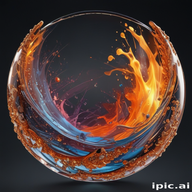 Vibrant Fusion of Water and Fire Captured in a Dynamic Sphere