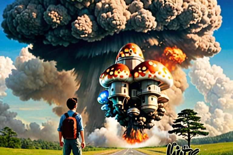 disney and pixar movie poster called "nuke" with happy japanese guy and ...