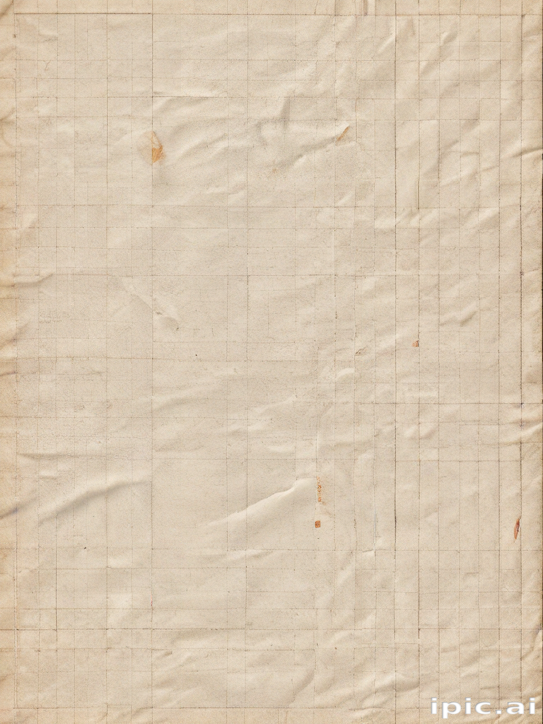 Old, Crumpled Paper with Grid Pattern for Writing or Drawing Purposes