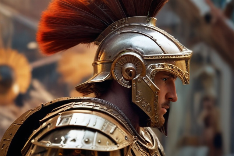 a realistic picture of an ancient Greek warrior with an hoplite helmet