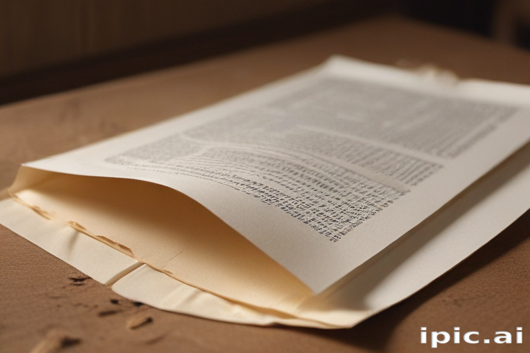 An Ancient Manuscript Displayed on a Table with Dusty Surface