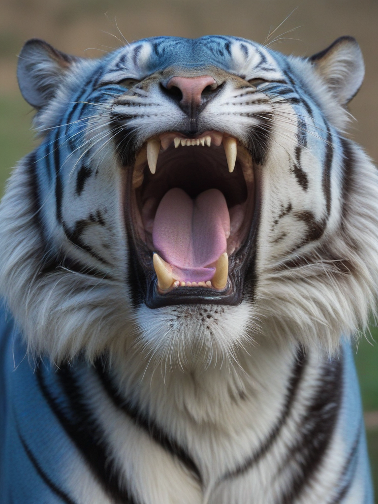 blue tiger head roaring
