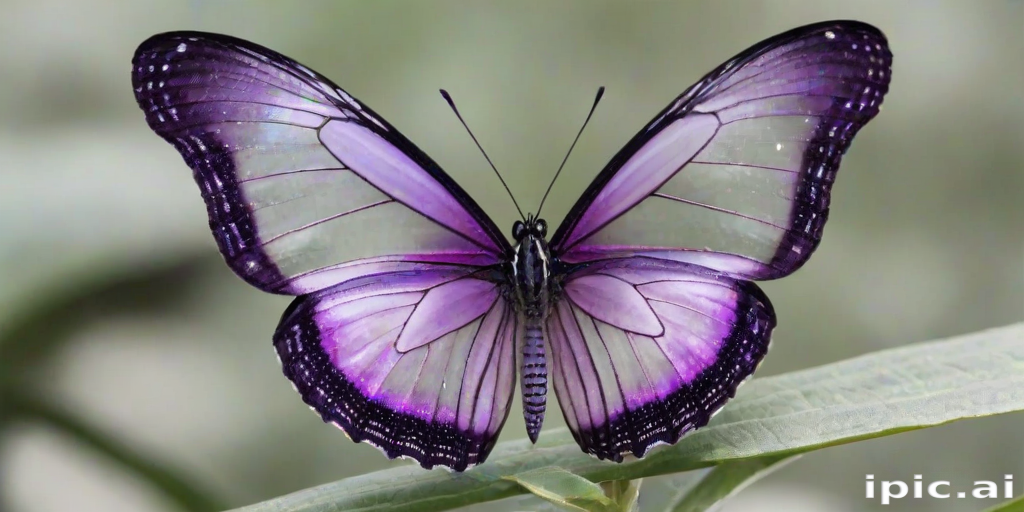 Stunning Purple Butterfly Displaying Vibrant Colors on a Green Leaf