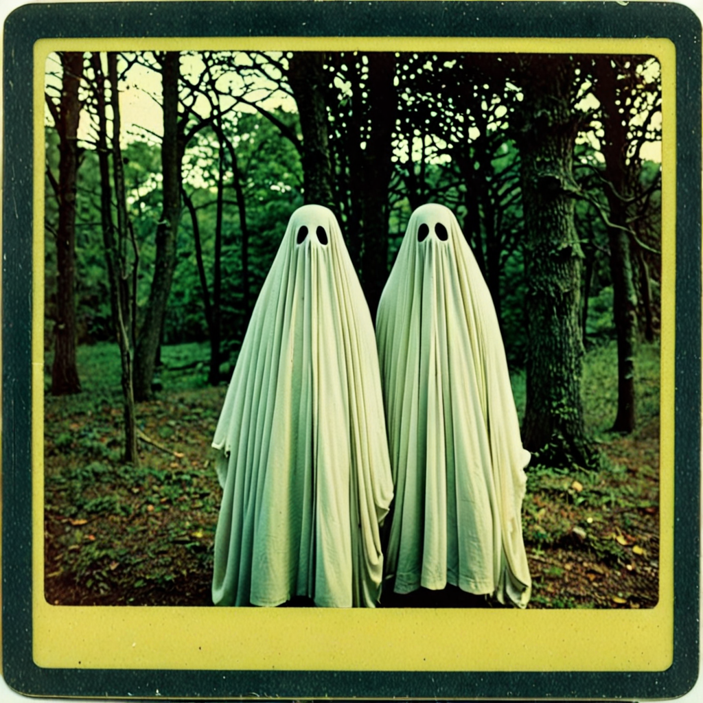 a polaroid of a two male ghosts