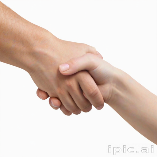 Two Hands Coming Together in a Friendly and Trustworthy Handshake