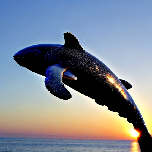 A whale flying in the sky