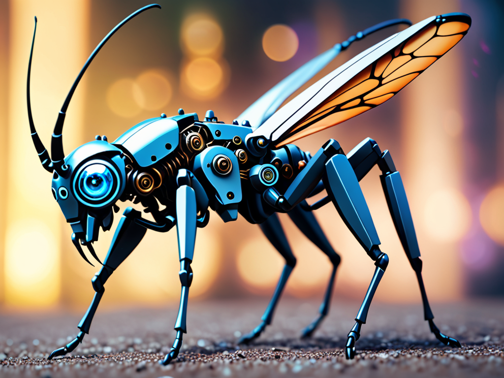 A four-legged insect-like mechanical creature, crackling with magical ...