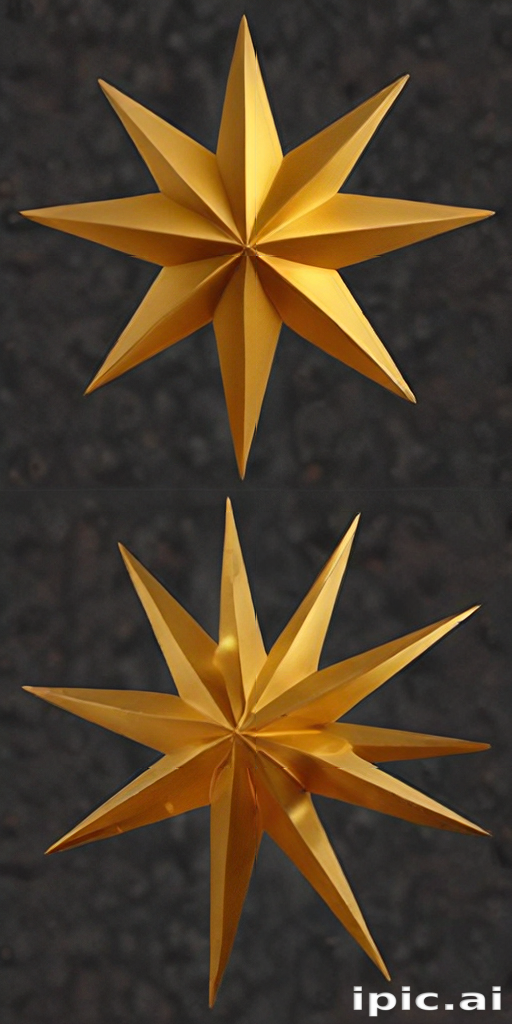 Golden Star Decoration with Sharp Points Against a Dark Background
