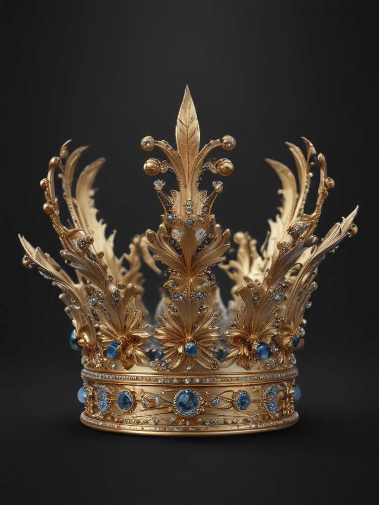 Exquisite Golden Crown Adorned with Sparkling Blue Gemstones and ...