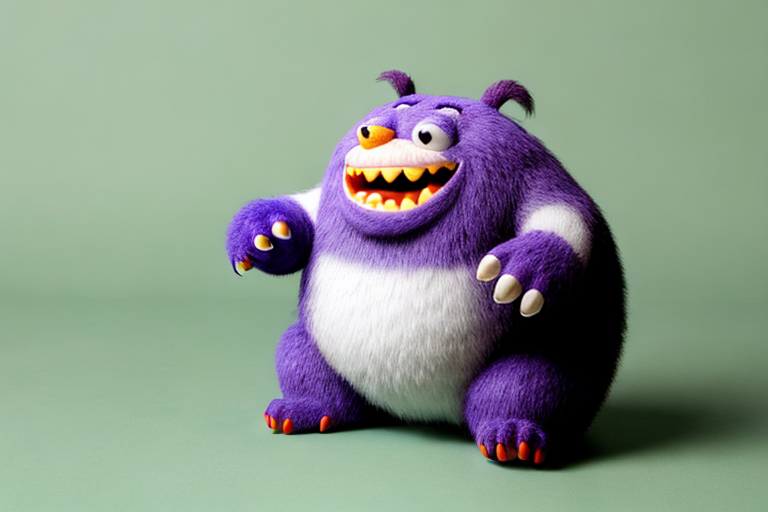 cute fat monster with teeth and claws