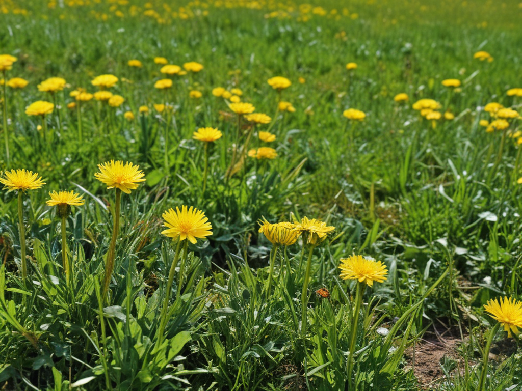 spring dandelions field
