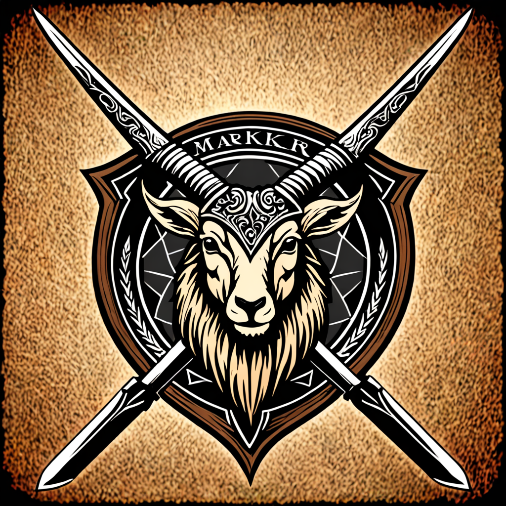 Sword and shield and spear and Legend of Markhor logo