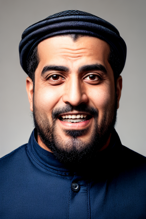 arab man with invisible face telling a story