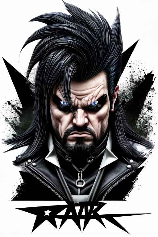 rockstar, gothic, professional wrestler, cartoon, bad guy, logo