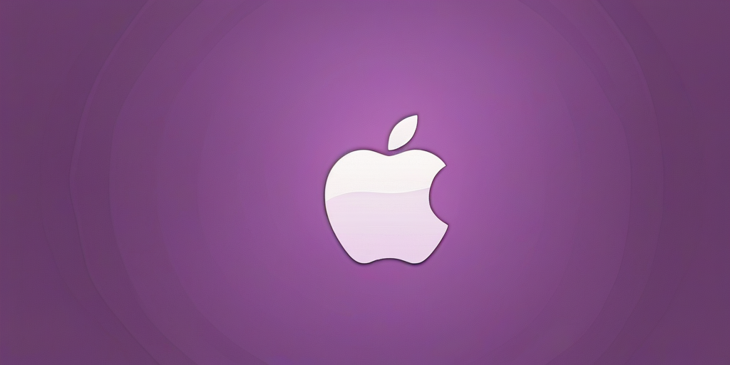 Stylized Apple Logo on a Vibrant Purple Background with Soft Gradients