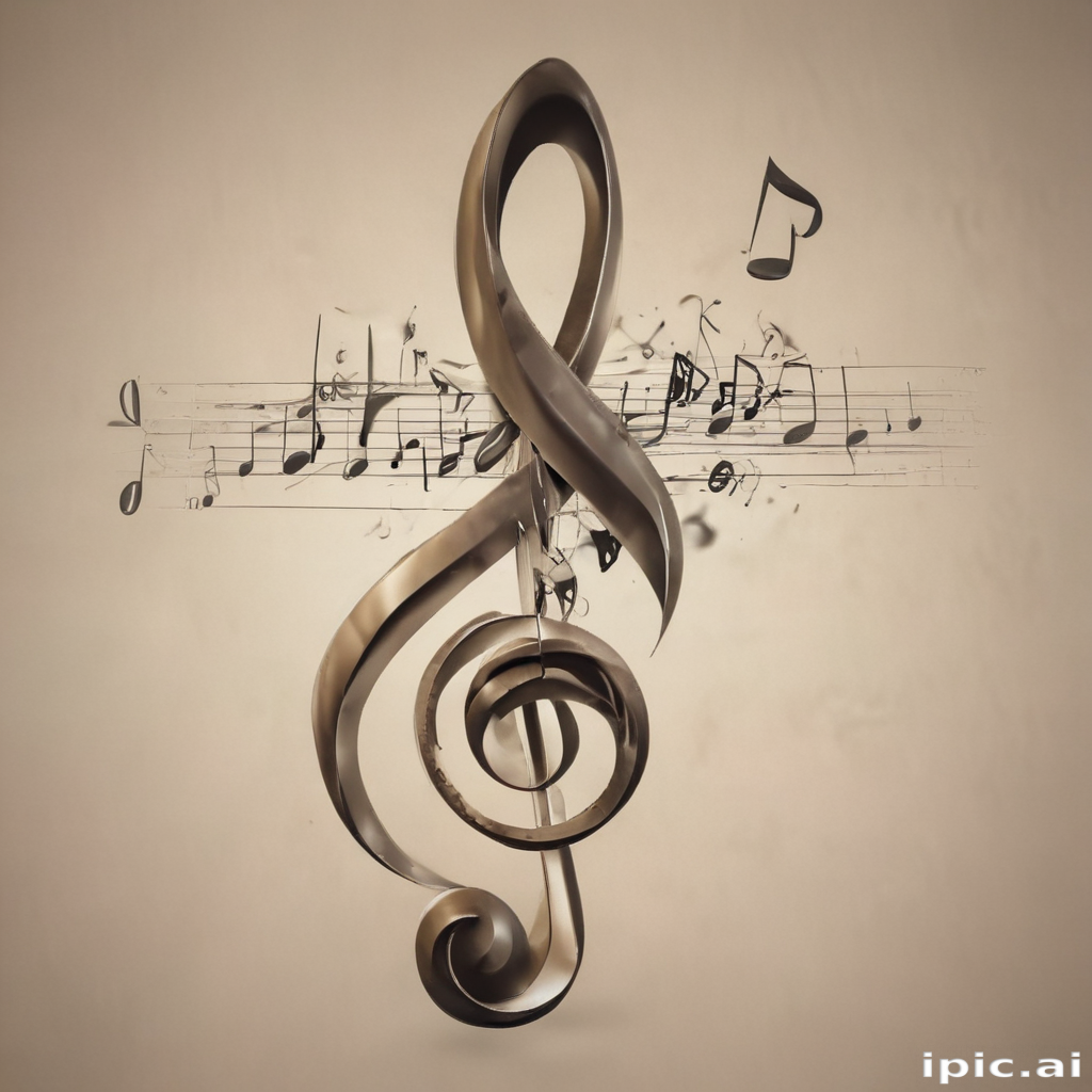 Beautifully Crafted Musical Notes and Treble Clef in Artistic Composition