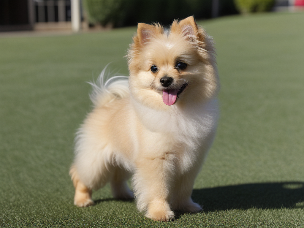 A Playful Pomeranian Puppy Enjoying a Beautiful Day Outdoors in Sunshine