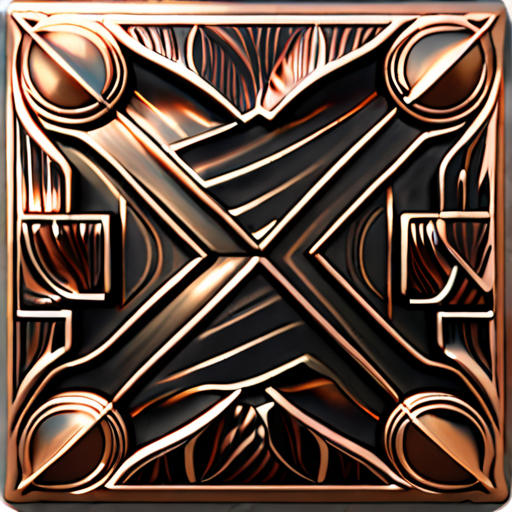 Patterned hammered copper panel full front straight on view